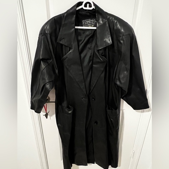 Express | Jackets & Coats | Vintage Full Length Black Lined Leather ...